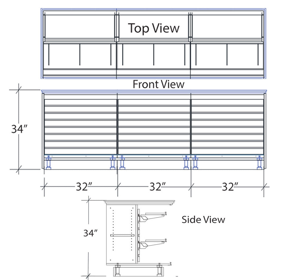 Straight Checkout Counter with Display Front Shelves & LED: 8 Ft. Coun