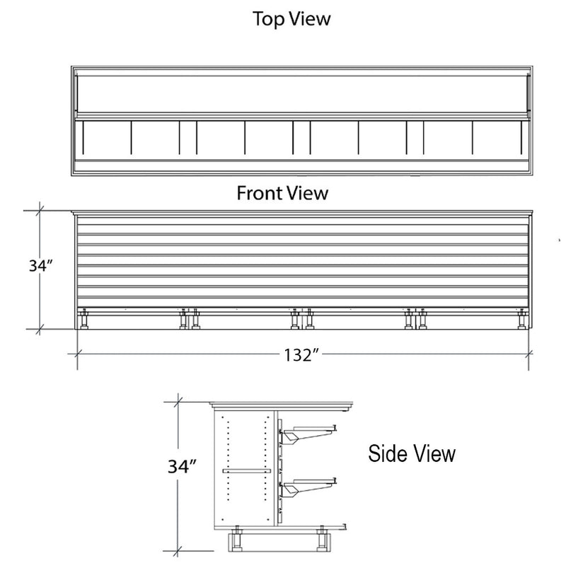 Straight Checkout Counter with Display Front Shelves & LED • 10+ Ft. C