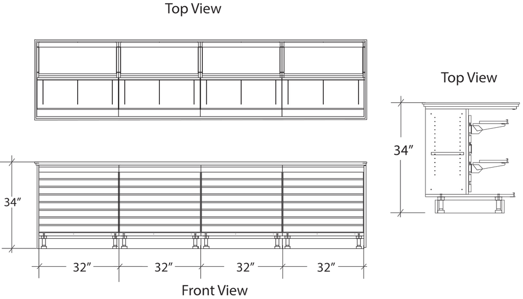 Straight Checkout Counter with LED: 4 Modular Sections