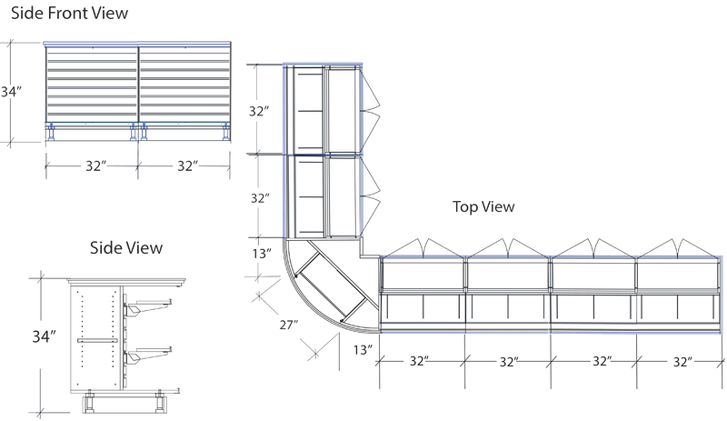 Curved Display-Front Checkout Counter with Display Front Shelves & LED
