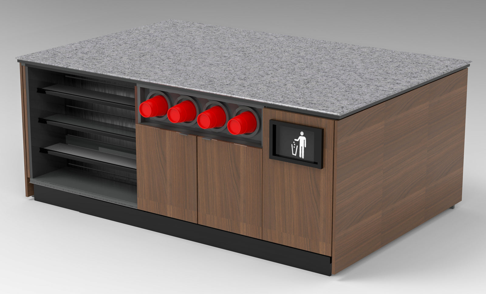 Modular Coffee / Beverage Prep Island: 83.5"L x 60"D