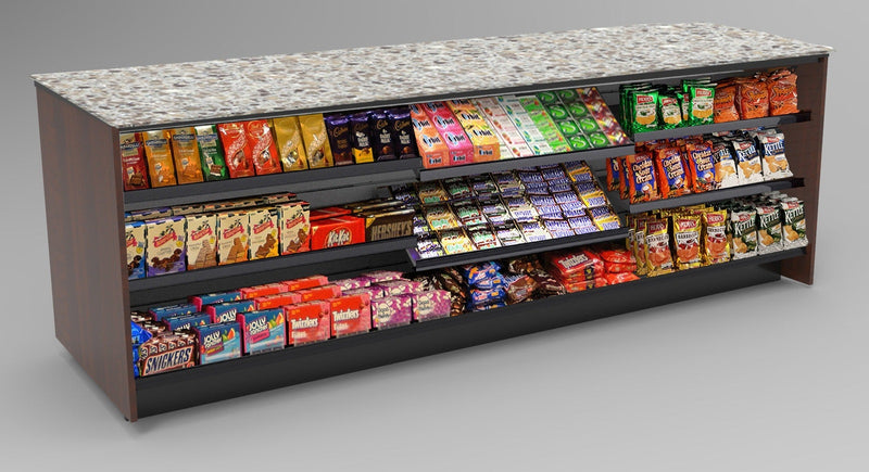 Straight Checkout Counter with LED: 3 Modular Sections