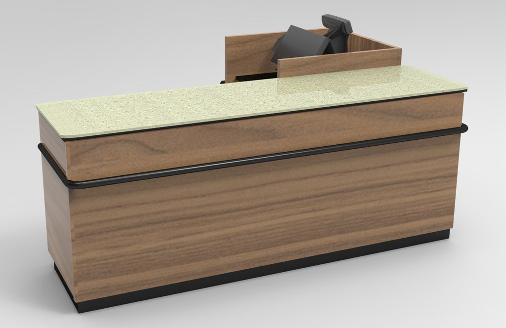 L-Shaped Checkout Counter - 72.25"W x 45.25"D x 38"H