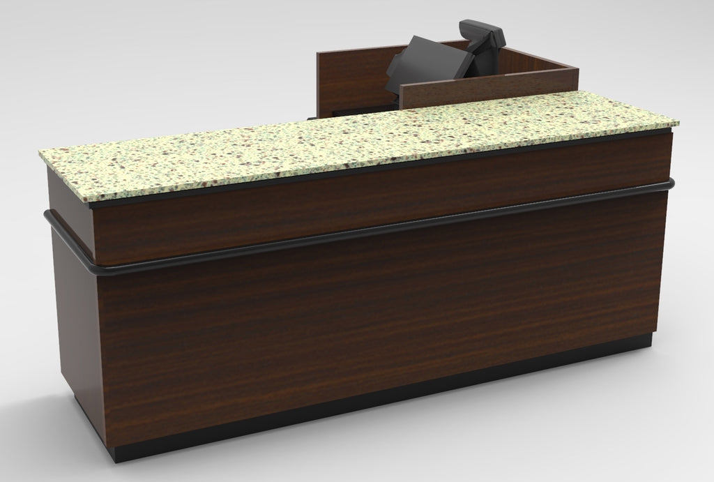 L-Shaped Checkout Counter - 72.25"W x 45.25"D x 38"H
