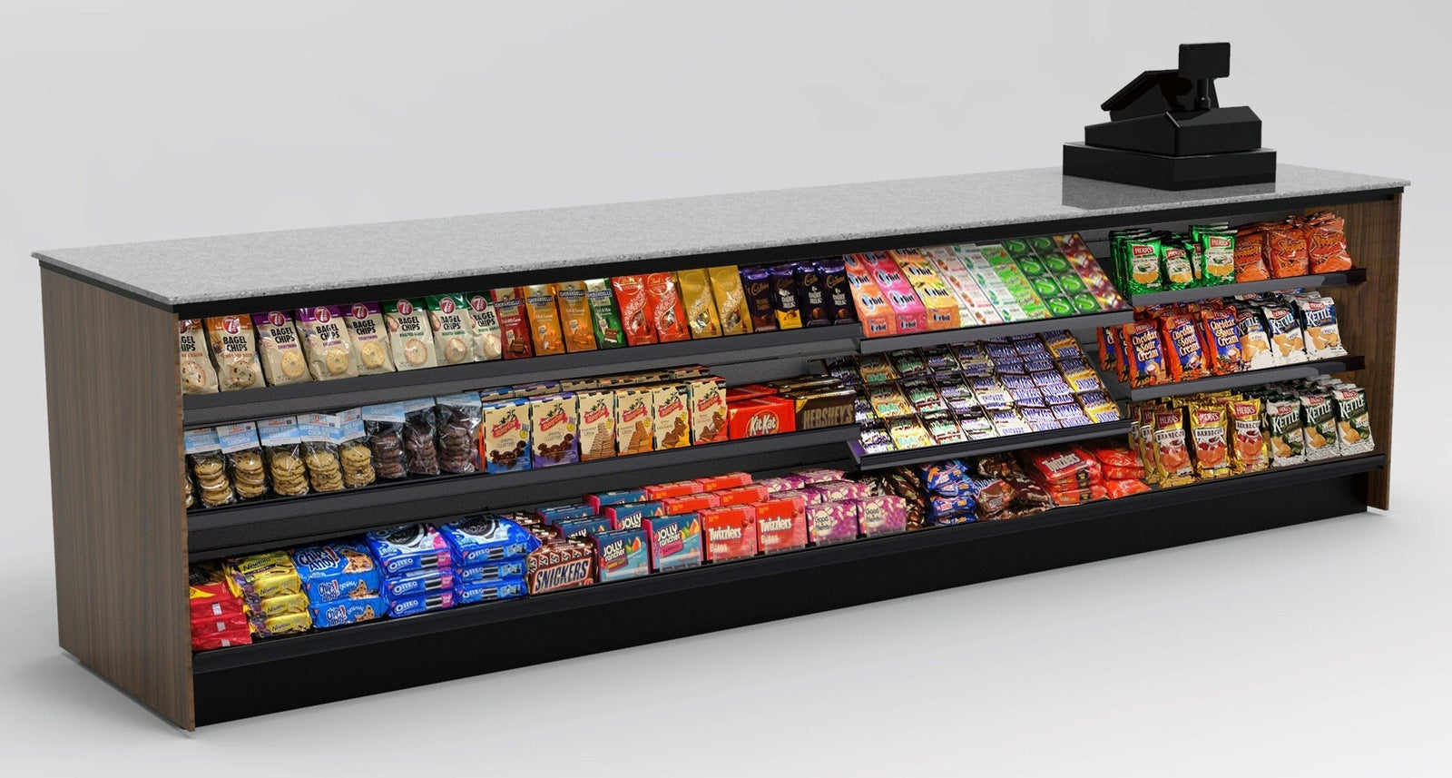 Straight Checkout Counter with LED: 4 Modular Sections